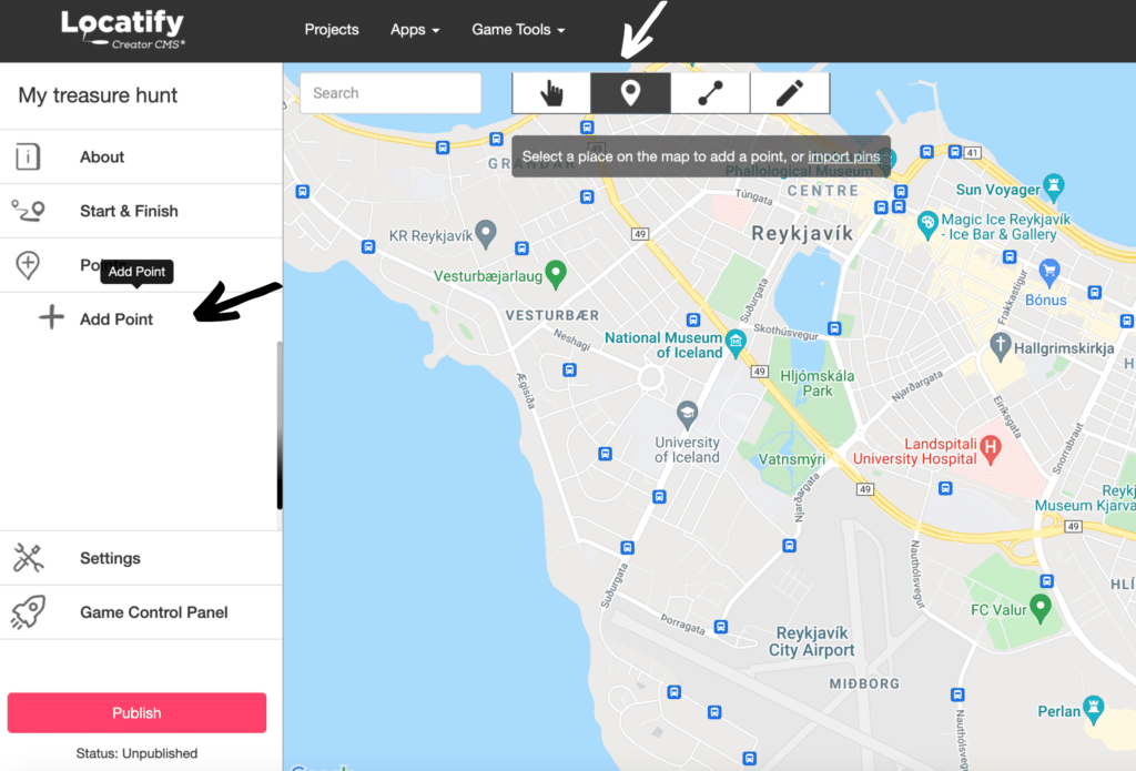 How do I add a point to the map? – Locatify