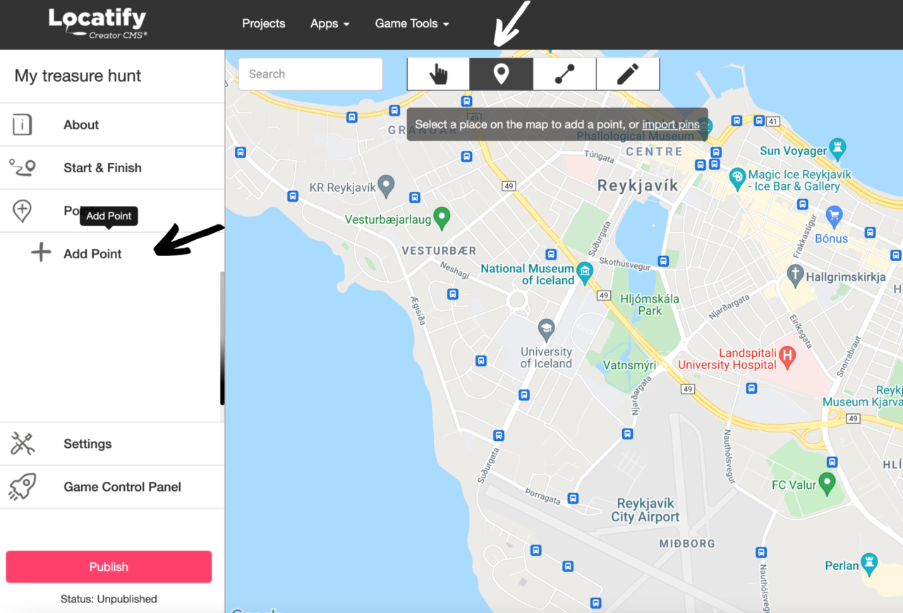 How do I add a point to the map? – Locatify